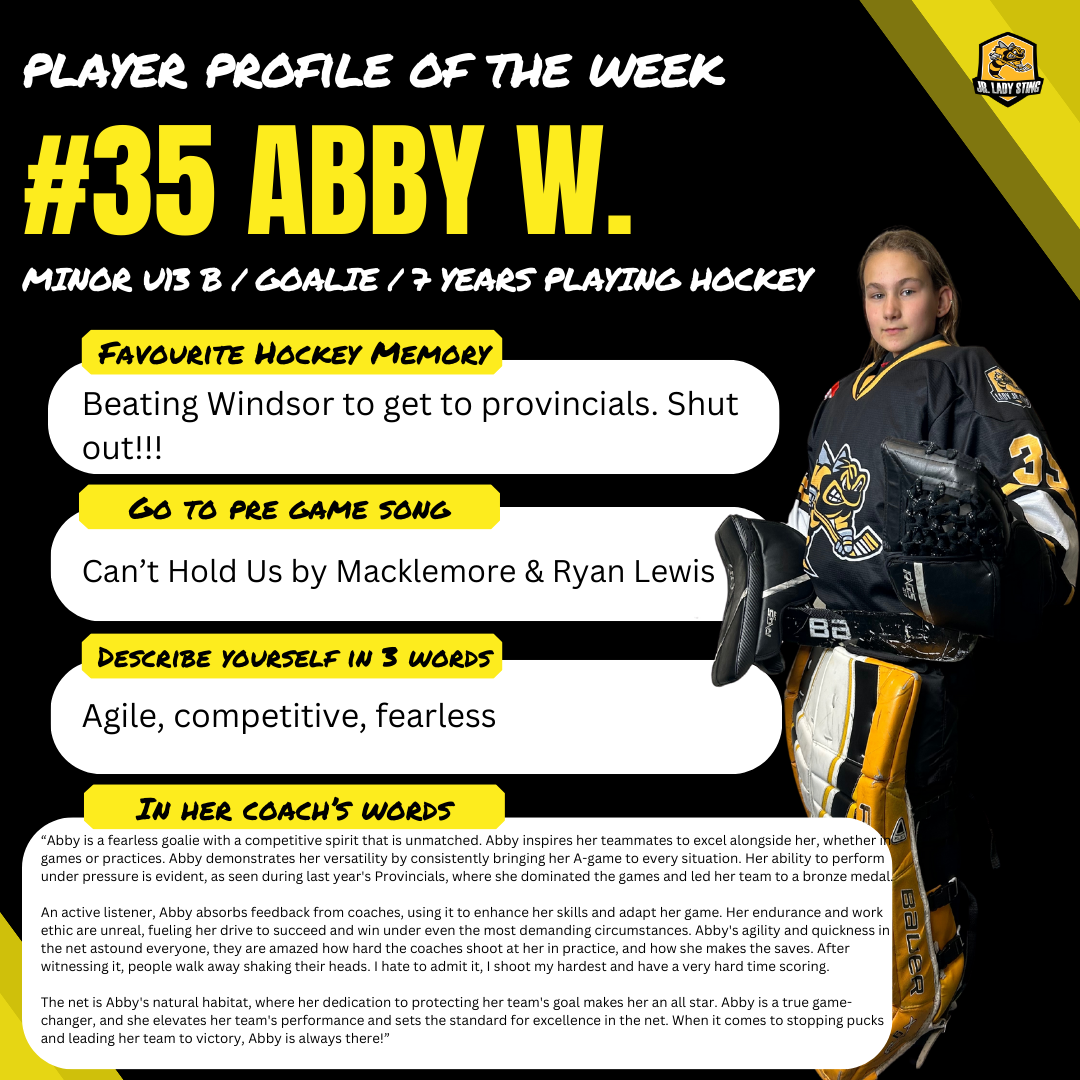 News > Player Profiles of the Week - Feb 12th (Sarnia Jr Lady Sting)