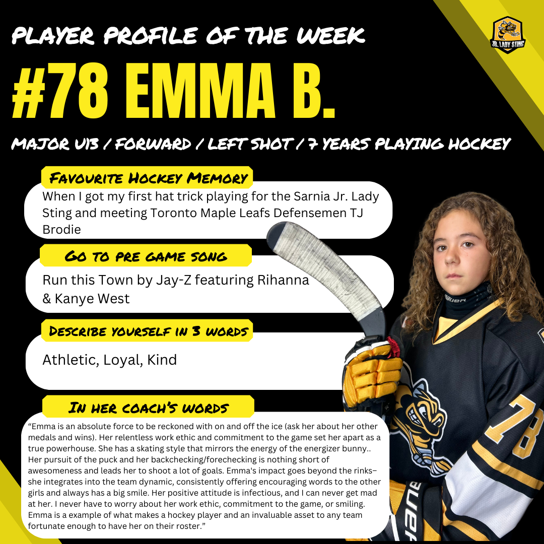 News > Player Profiles of the Week - Jan 22nd (Sarnia Jr Lady Sting)